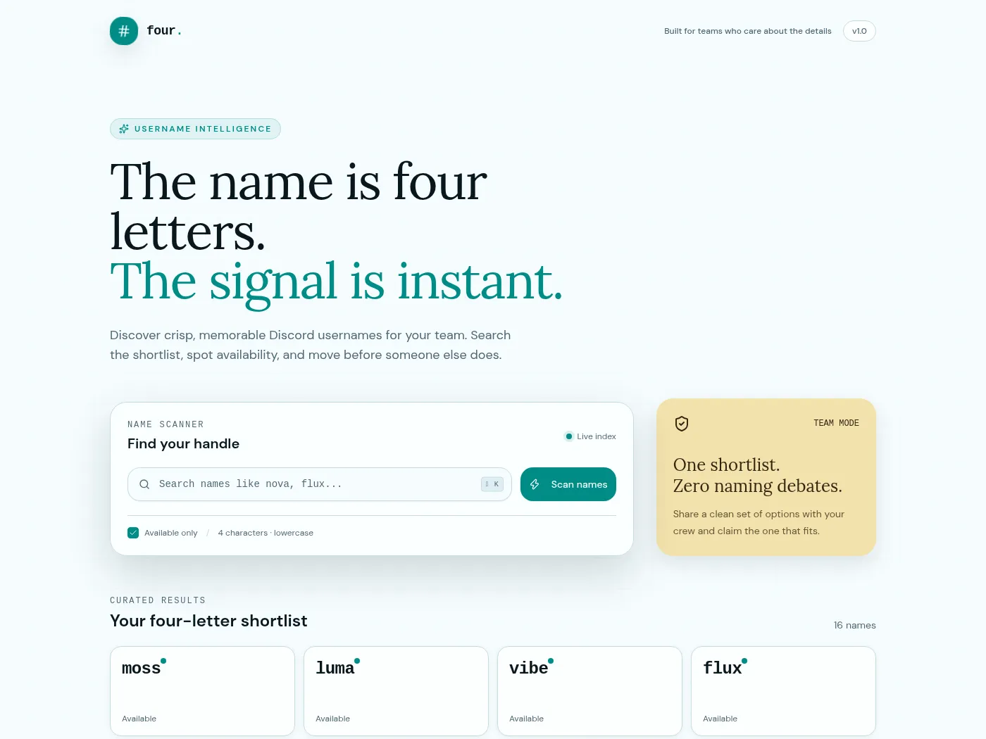Discord 4-Letter Finder
