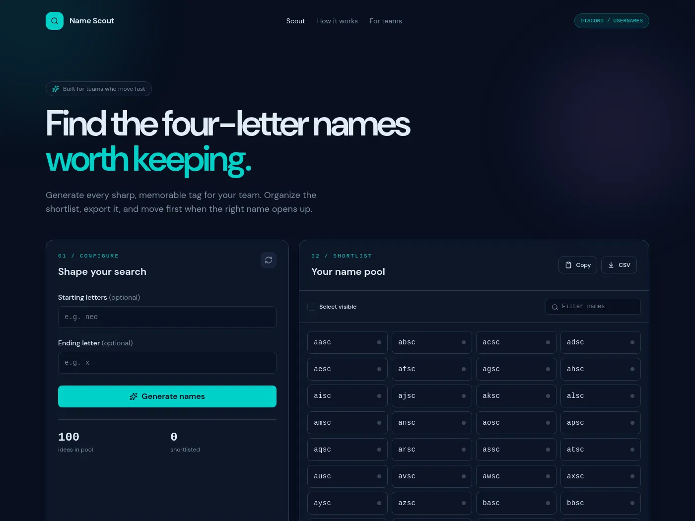 Discord Name Scout
