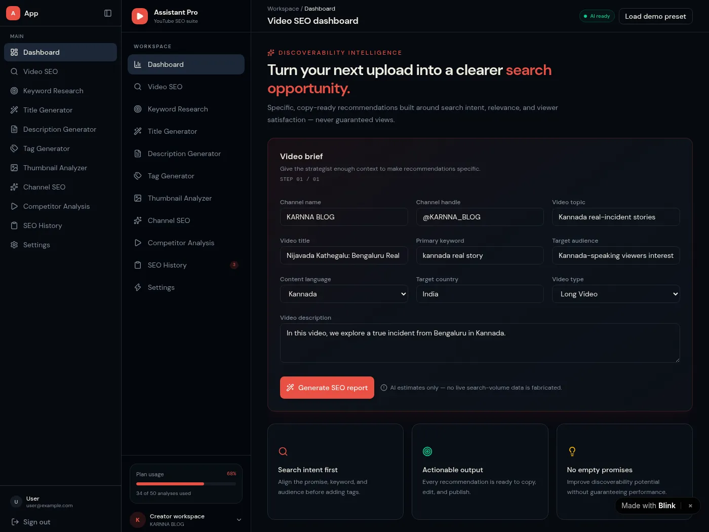 AssistantPro: YouTube SEO Suite