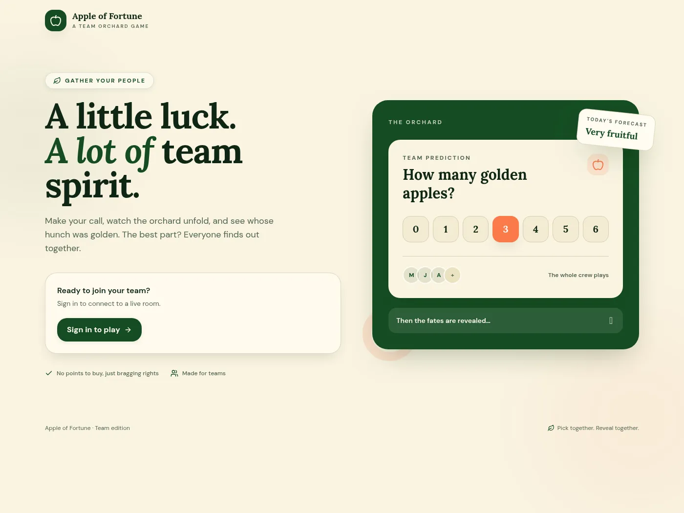 Apple of Fortune Team Game