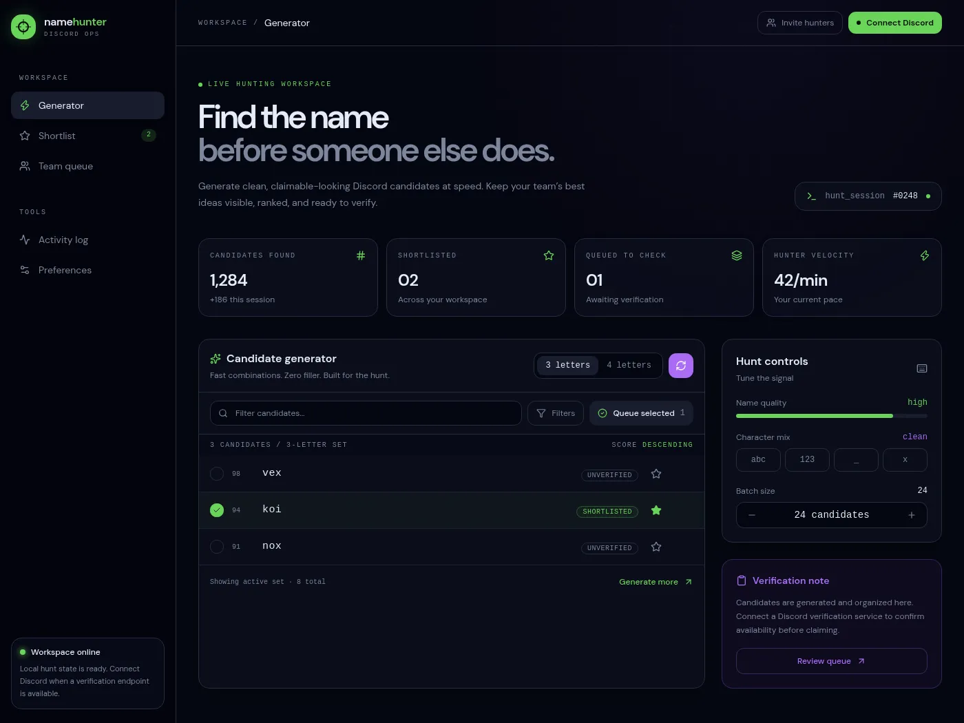 Discord Name Hunter