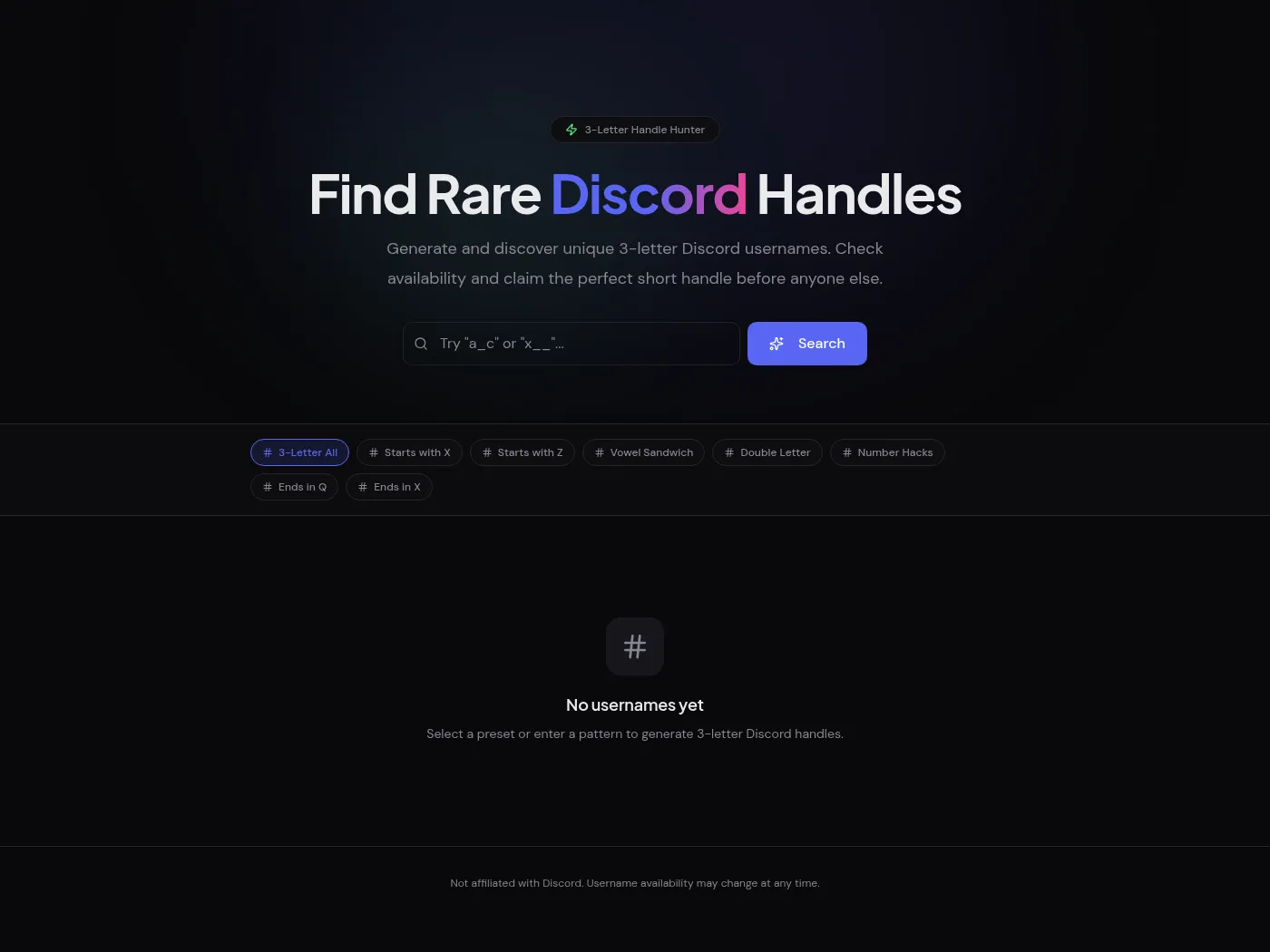 Rare Discord Handles Finder