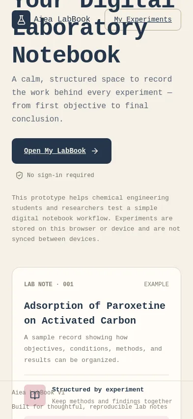 Aiea LabBook Prototype