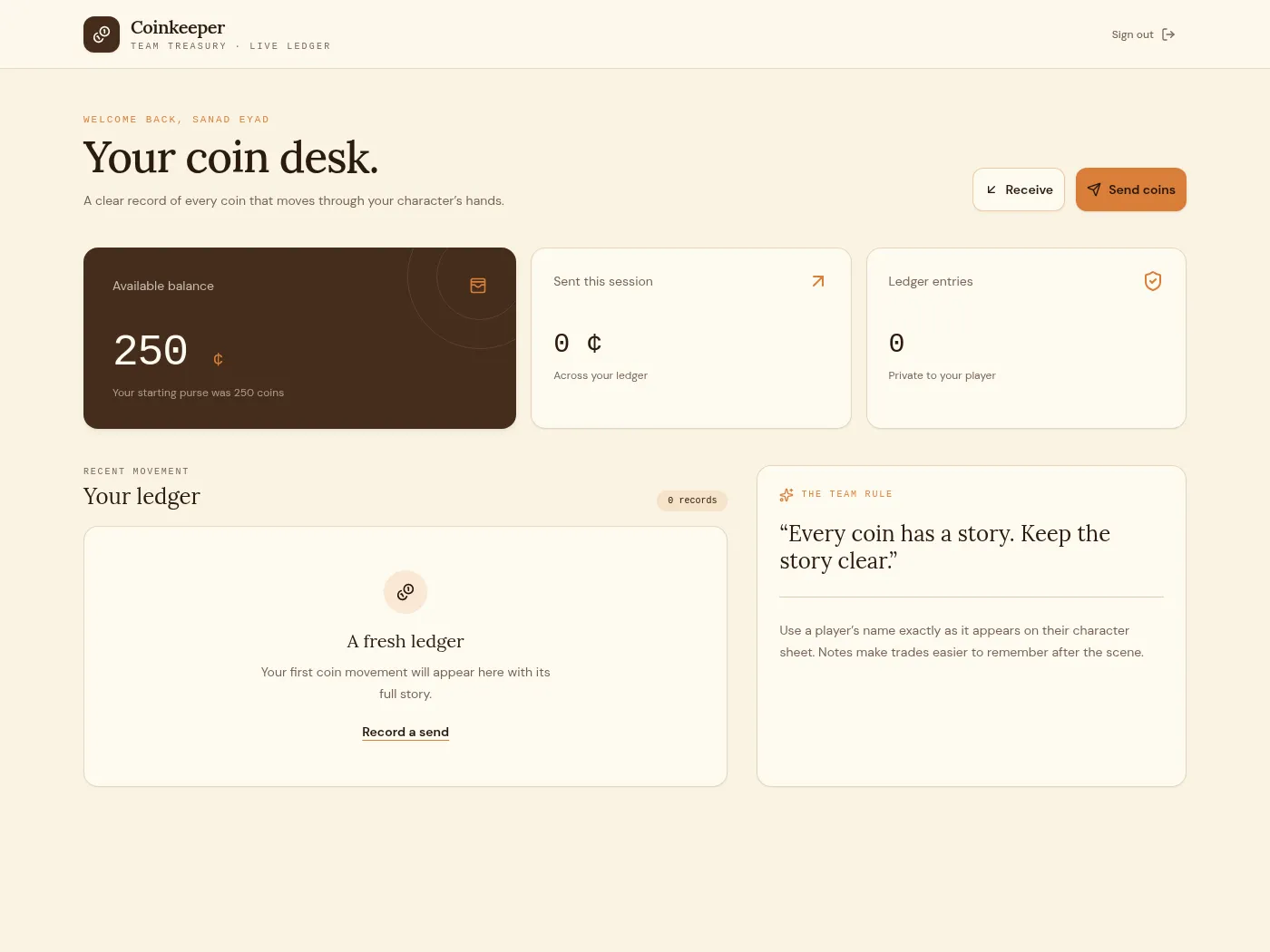 LARP Coin Manager