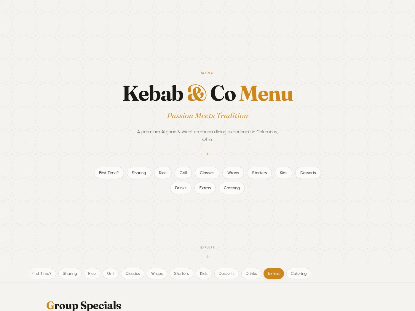 Kebab & Co Premium Menu
