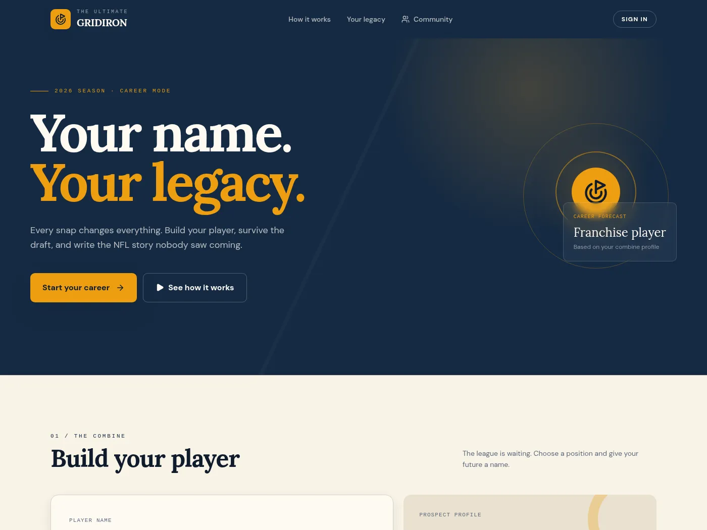 Gridiron Career Simulator