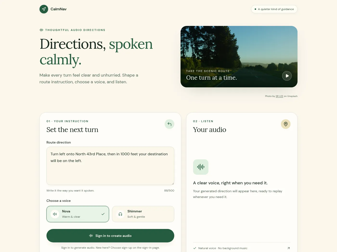 CalmNav Audio Directions