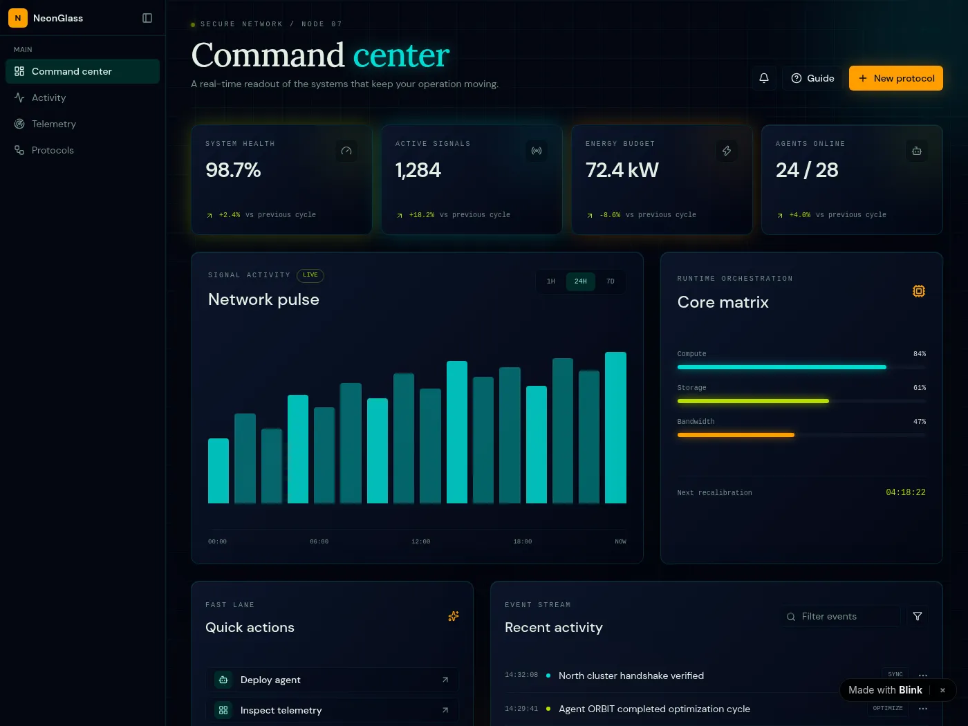 NeonGlass Dashboard