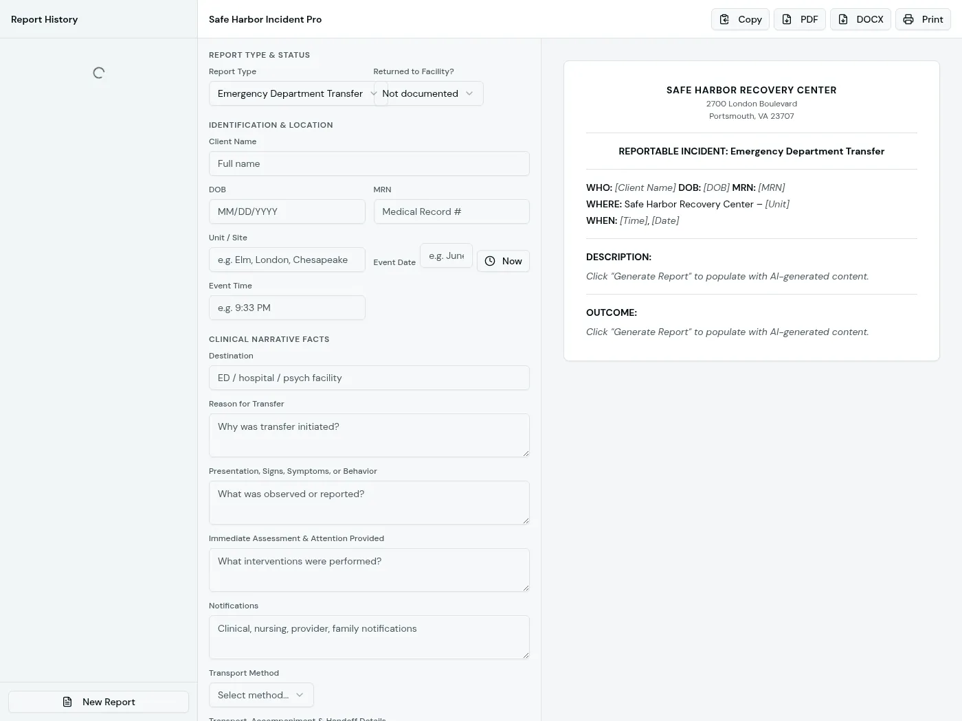 Safe Harbor Incident Pro