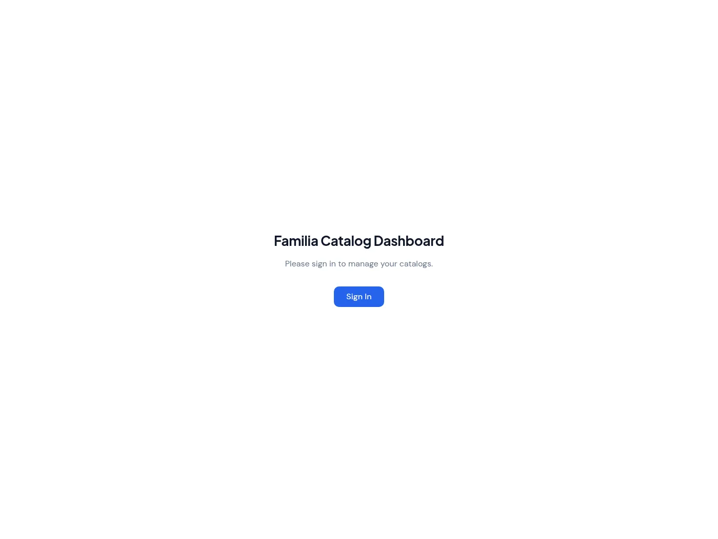 Familia Catalog Dashboard