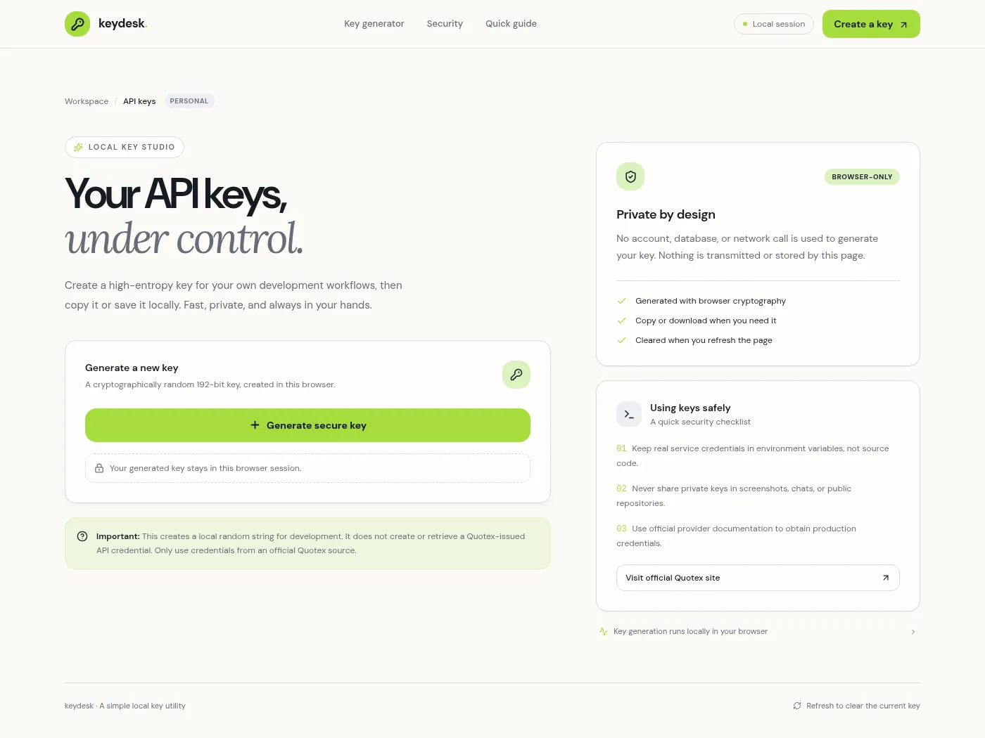 Quotex API Key Manager