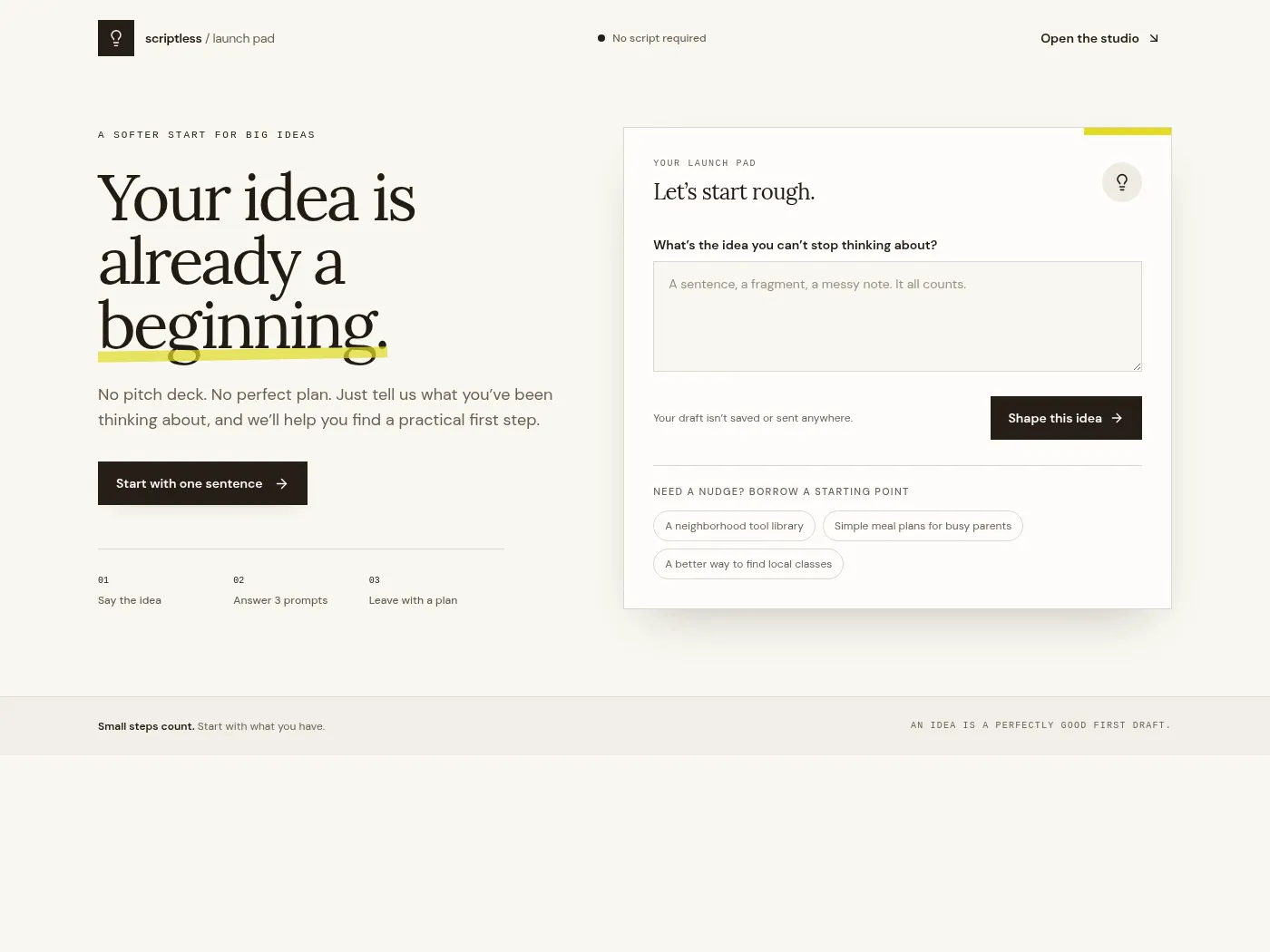 Scriptless Launch Pad