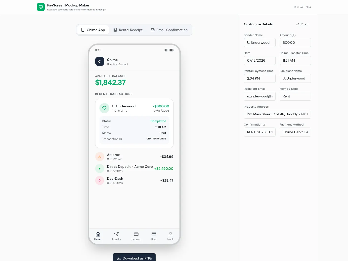 PayScreen Mockup Maker