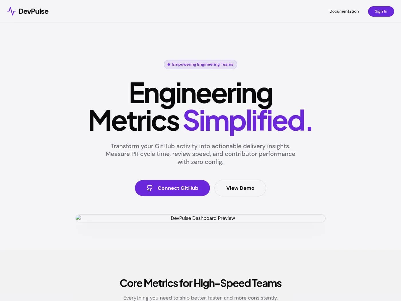 DevPulse Metrics Dashboard