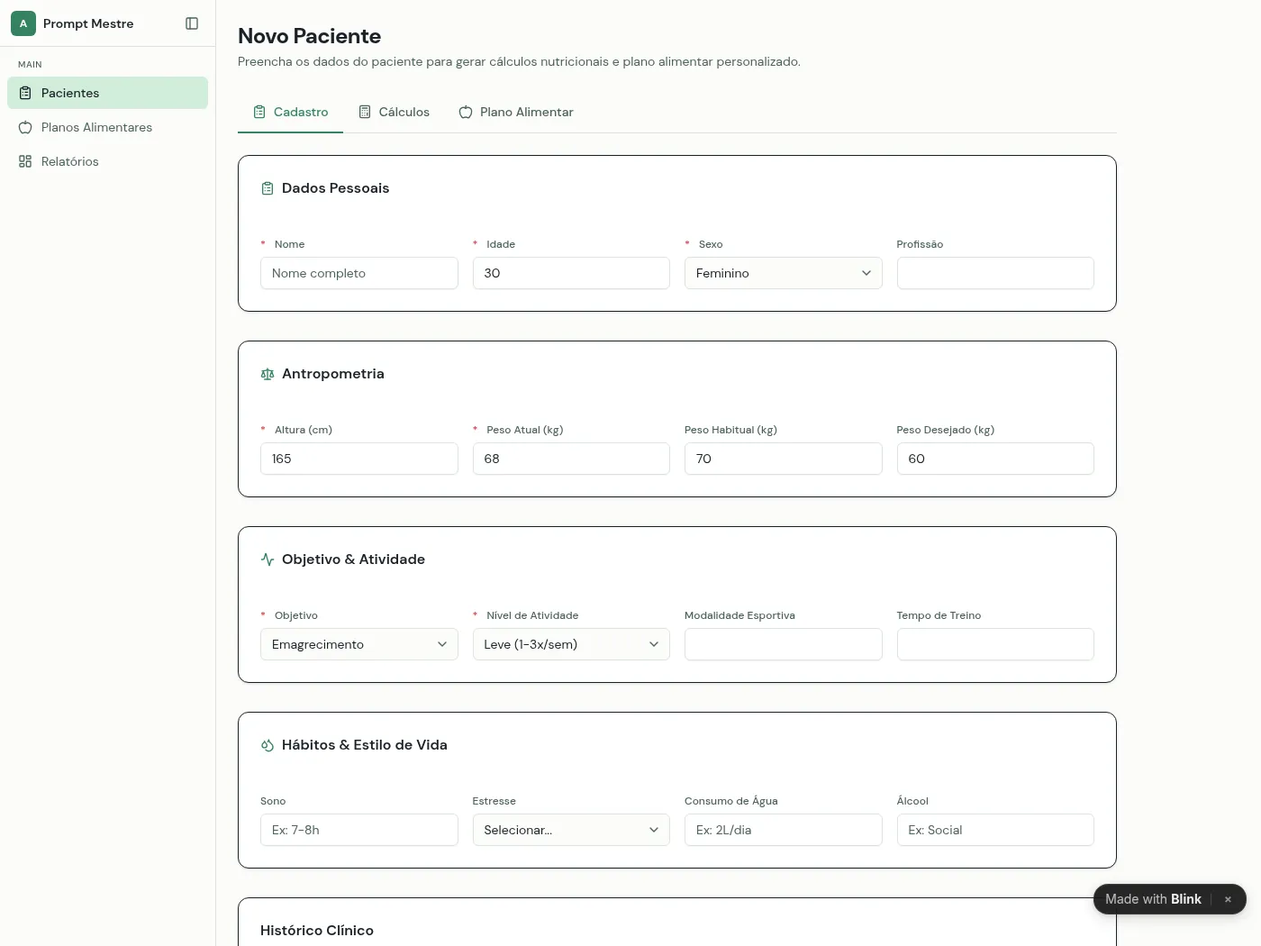 Prompt Mestre Nutritionist Suite