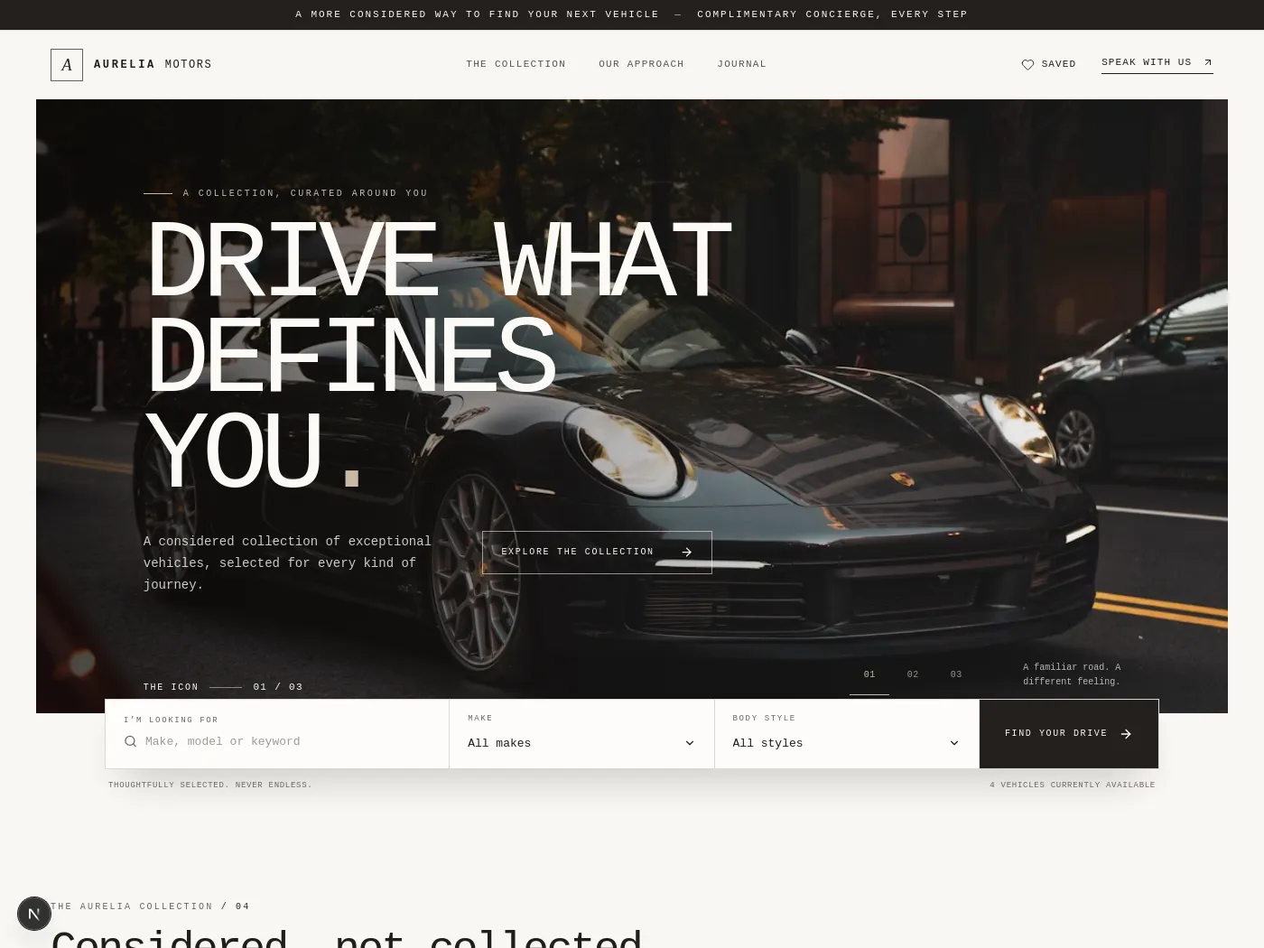 Aurelia Motors Showroom Platform