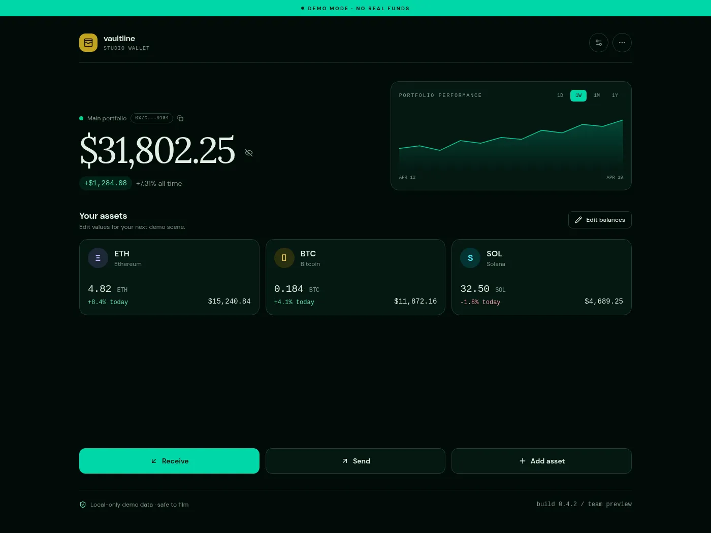Demo Crypto Wallet UI