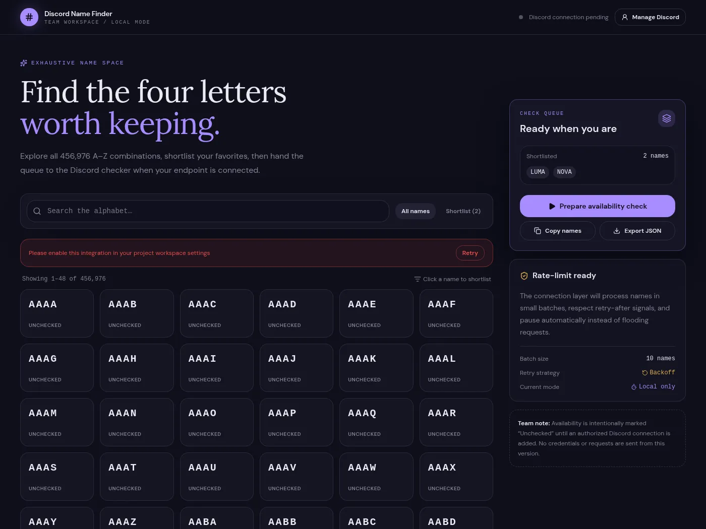 Discord Name Finder