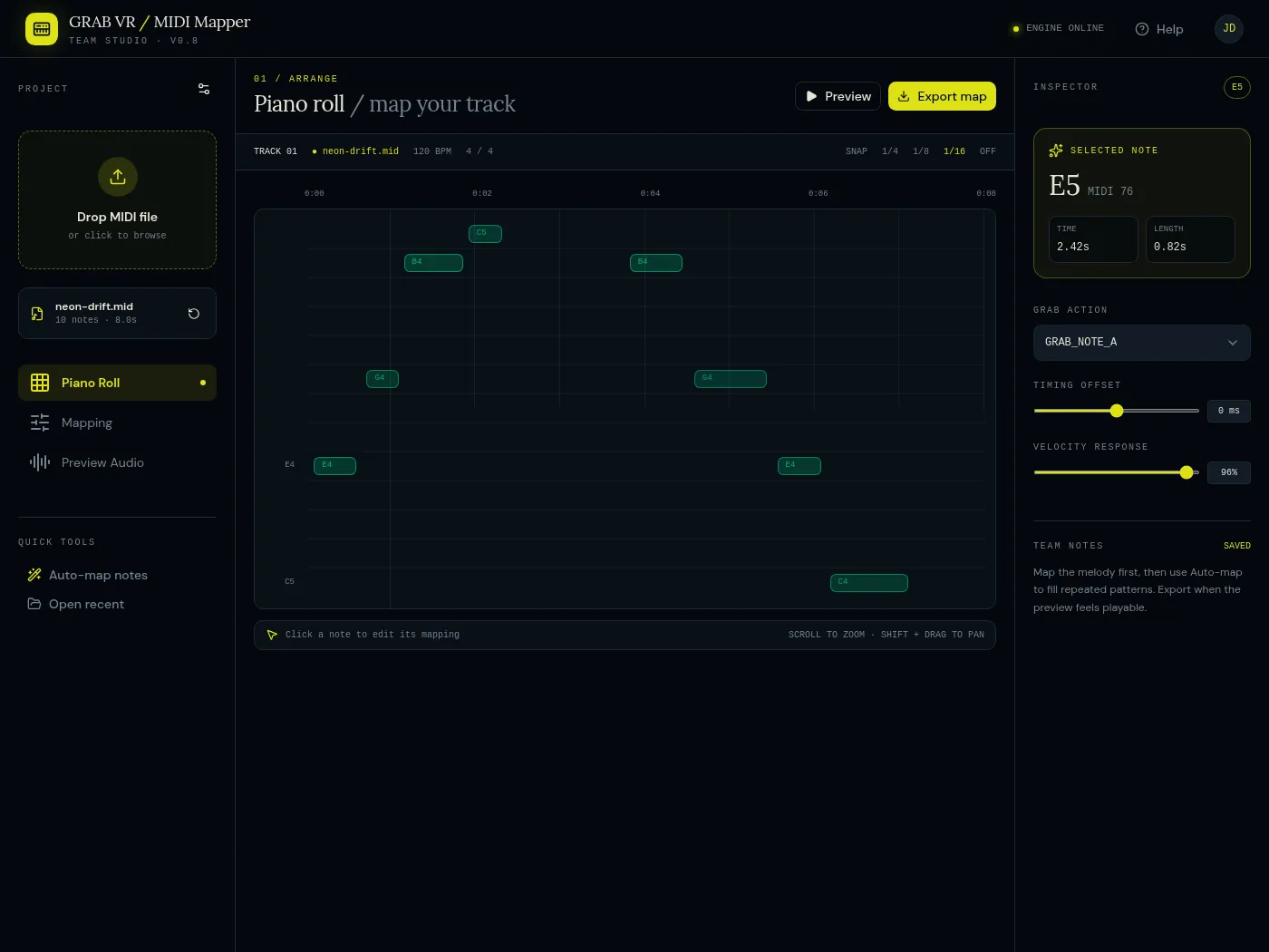 GRAB VR MIDI Mapper