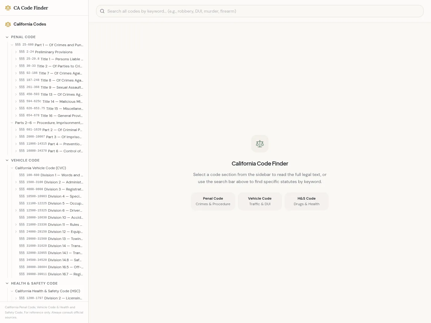 California Code Finder