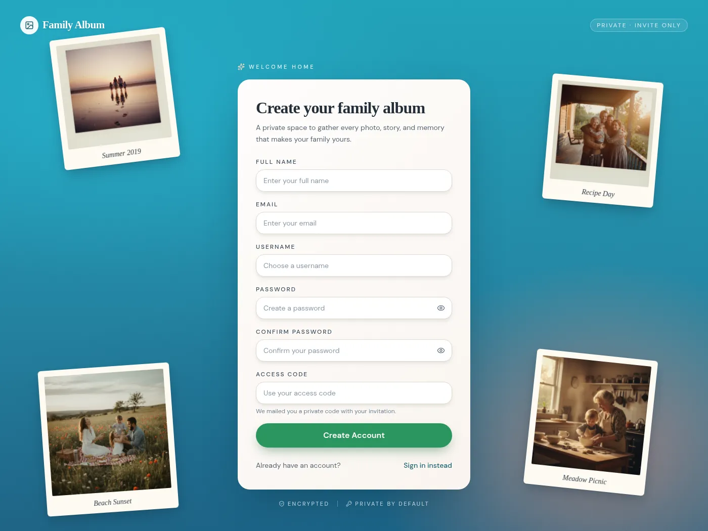 Family Album Registration