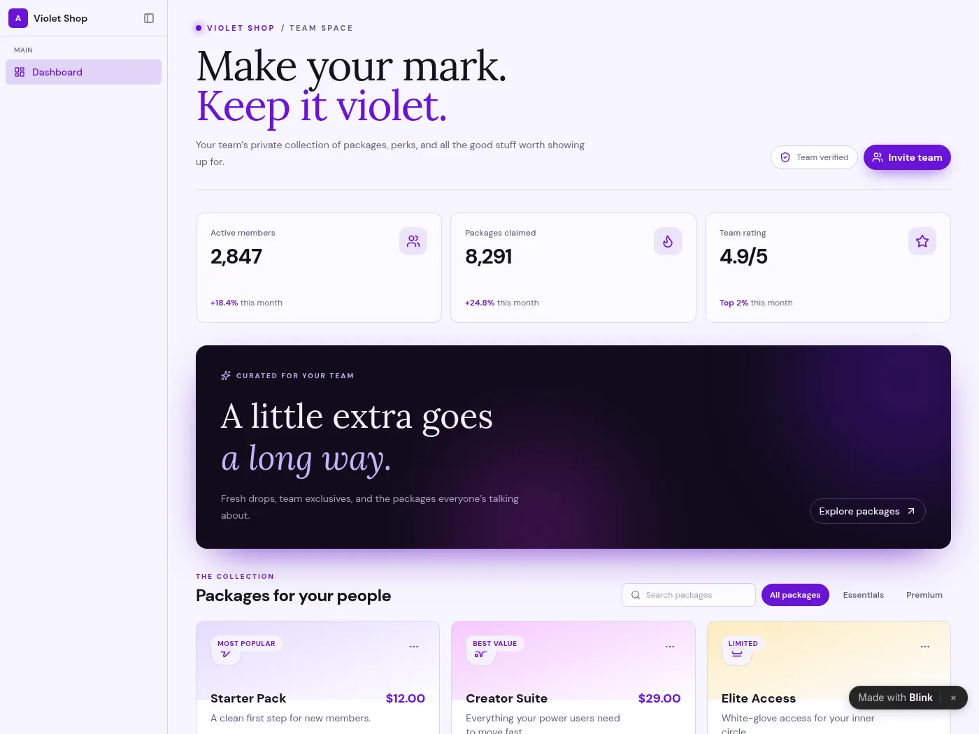 Violet Shop Dashboard