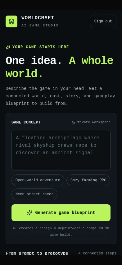 Worldcraft AI Mobile Studio