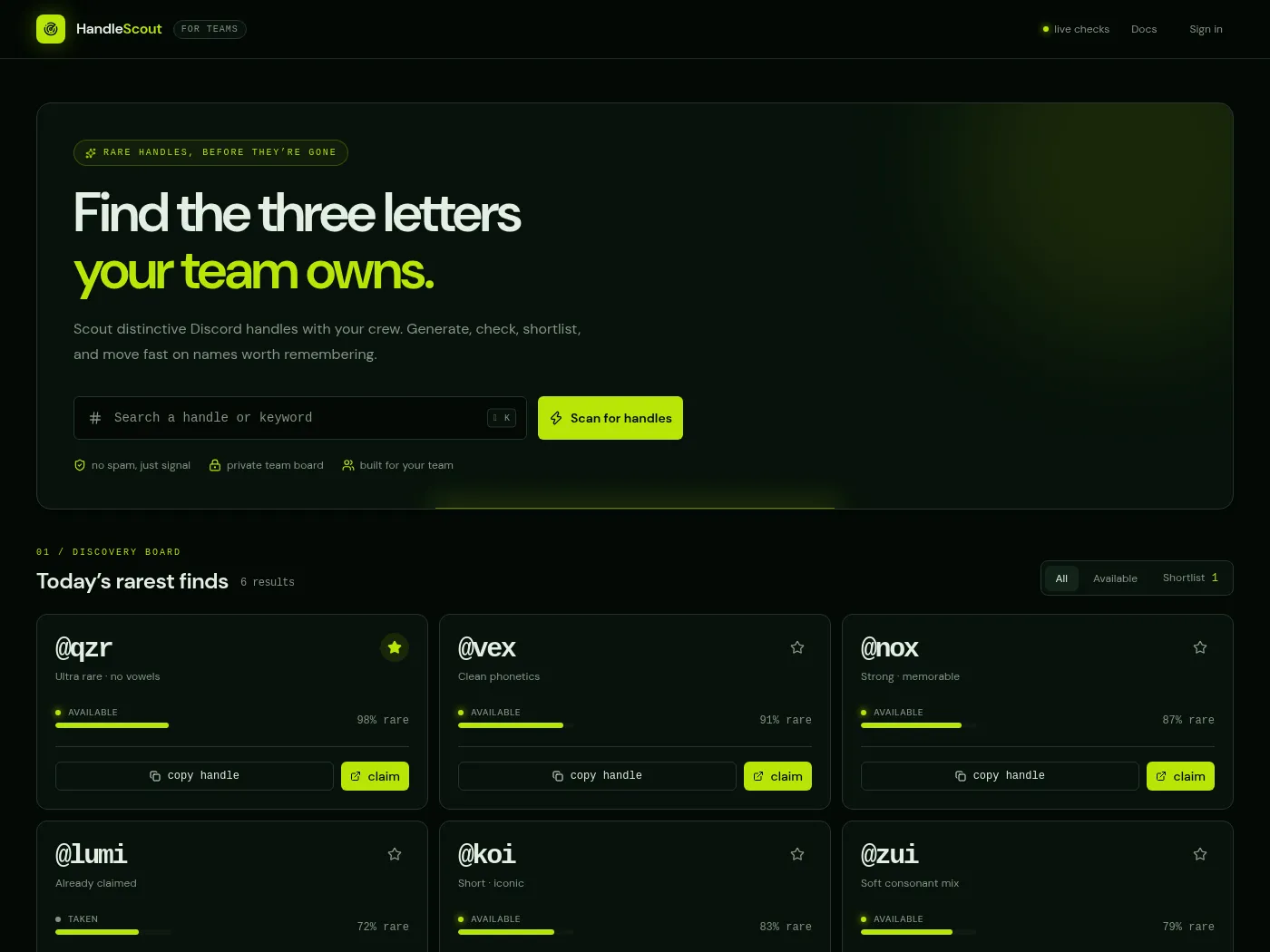Rare Discord Handle Finder