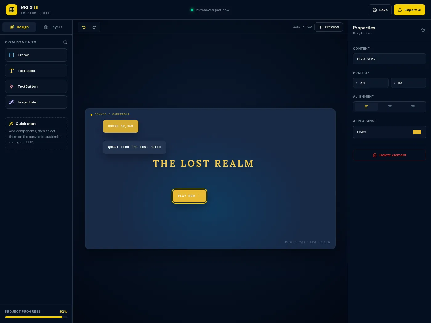 Roblox UI Creator