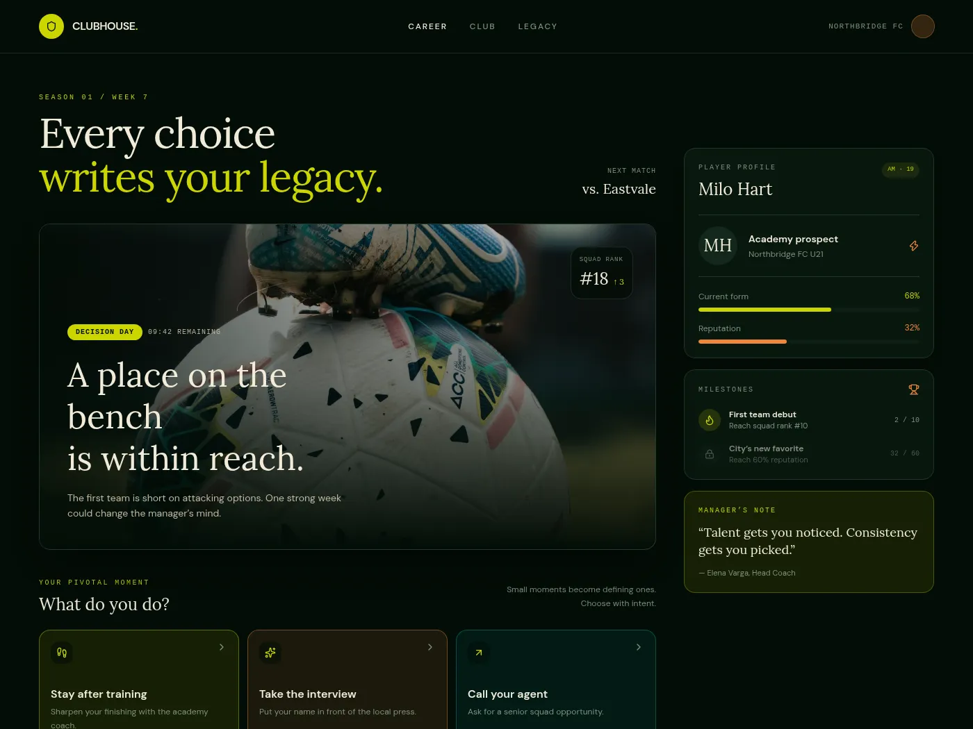 Soccer Career Simulator