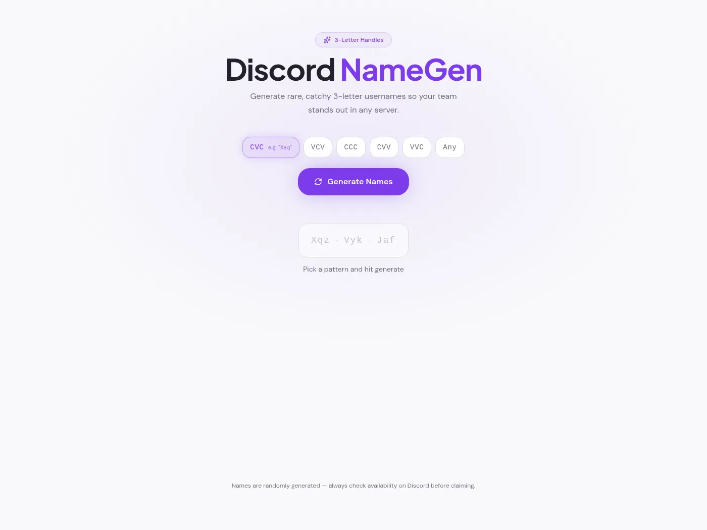 3-Letter Discord NameGen