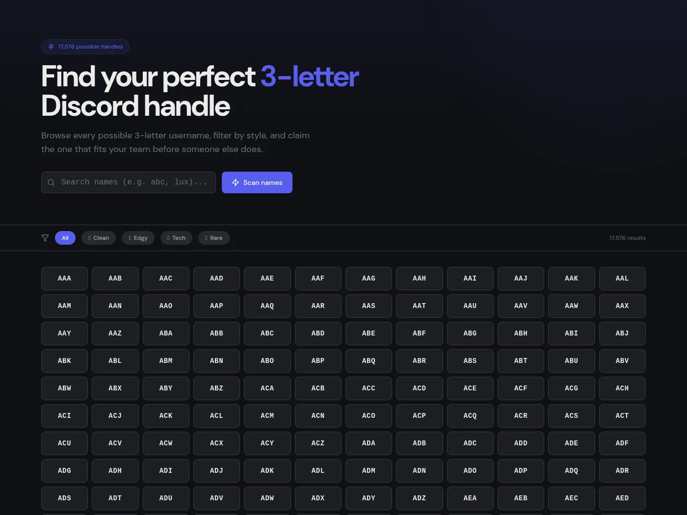 Discord Name Finder