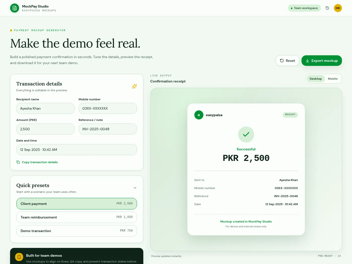 Easypaisa Mockup Generator