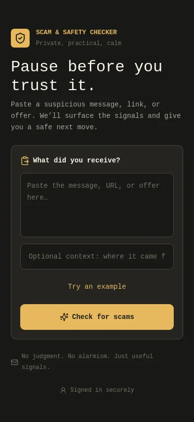Scam & Safety Checker