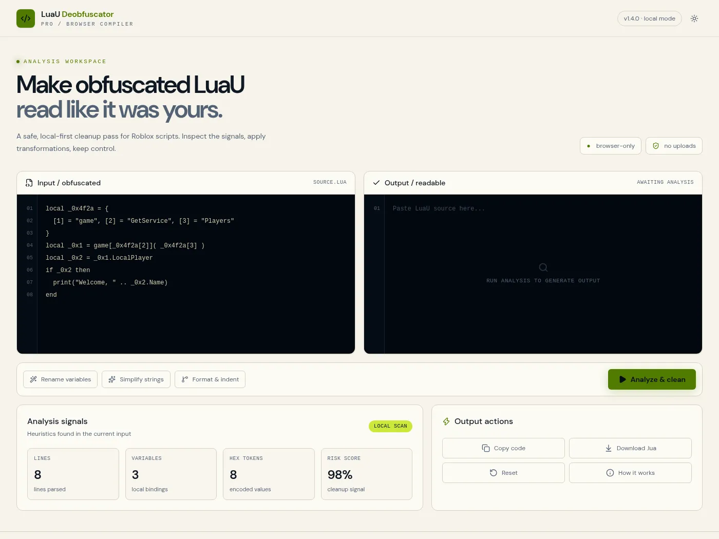 LuaU Deobfuscator Pro