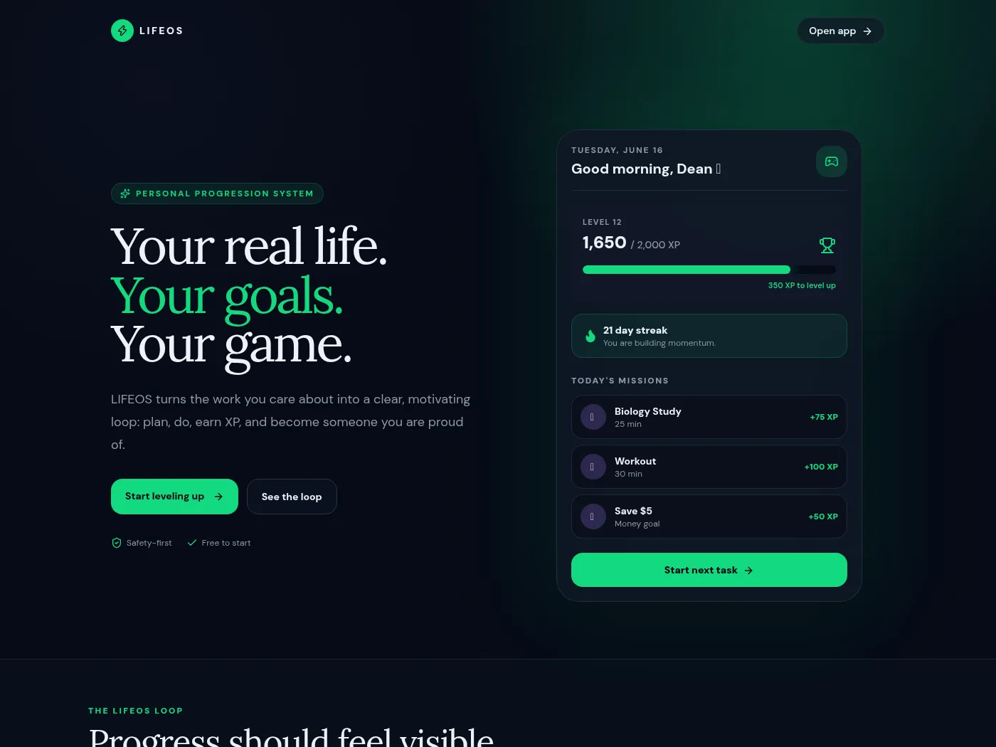 LifeOS Gamified Life Coach