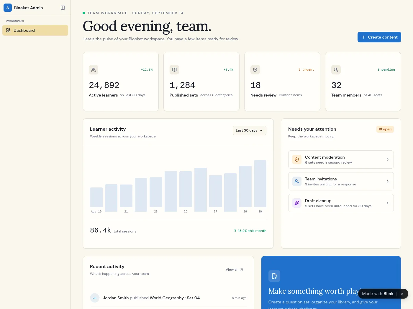 Blooket Admin Dashboard