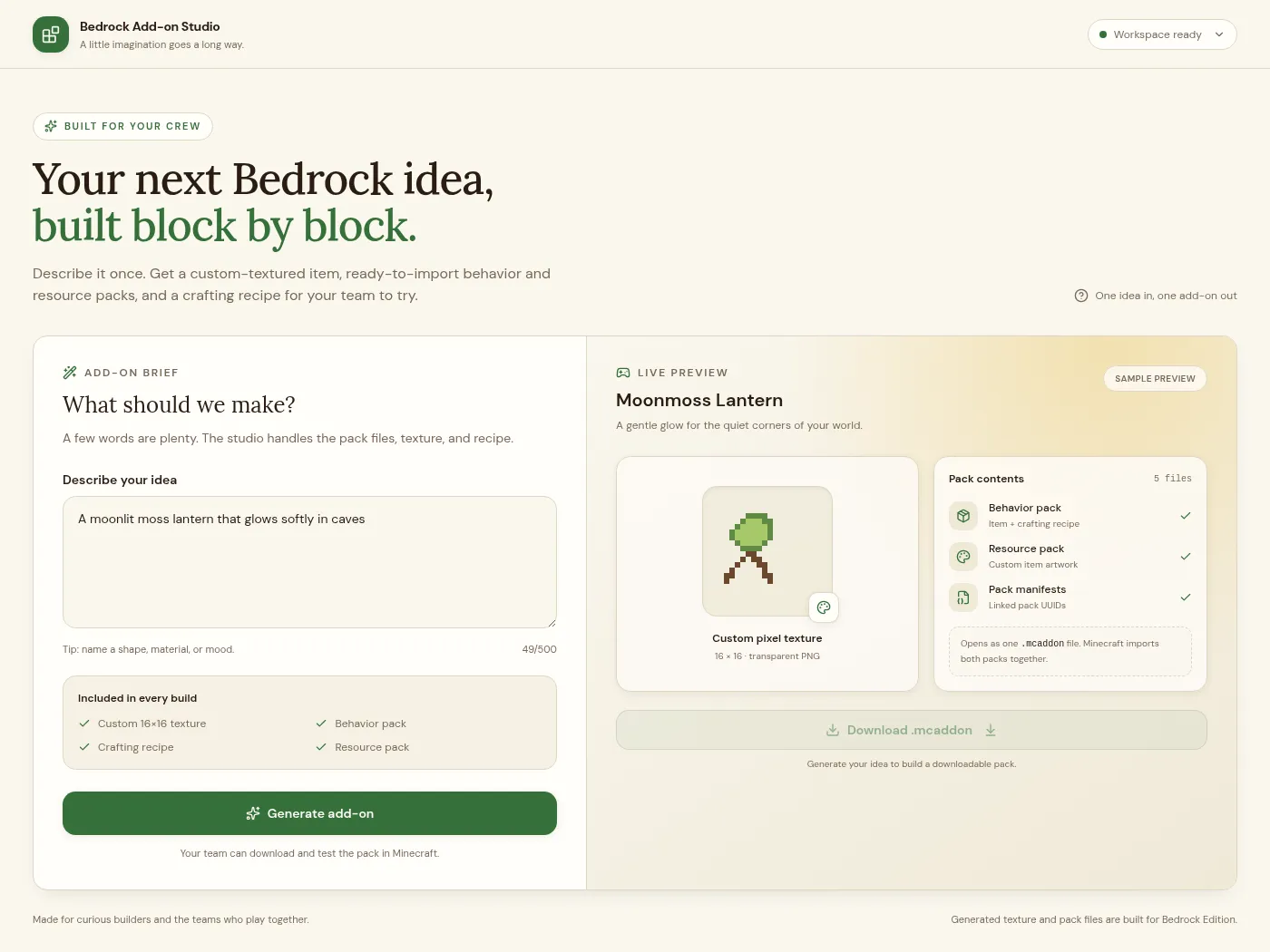 Bedrock Add-on Generator
