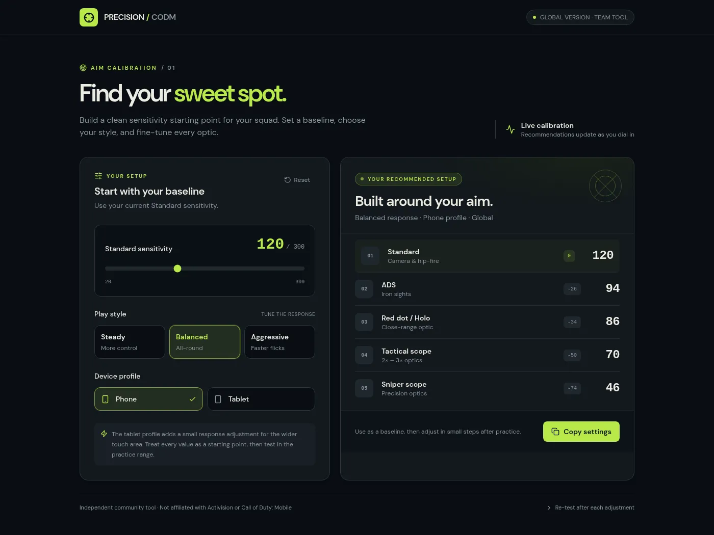 CODM Precision Calculator