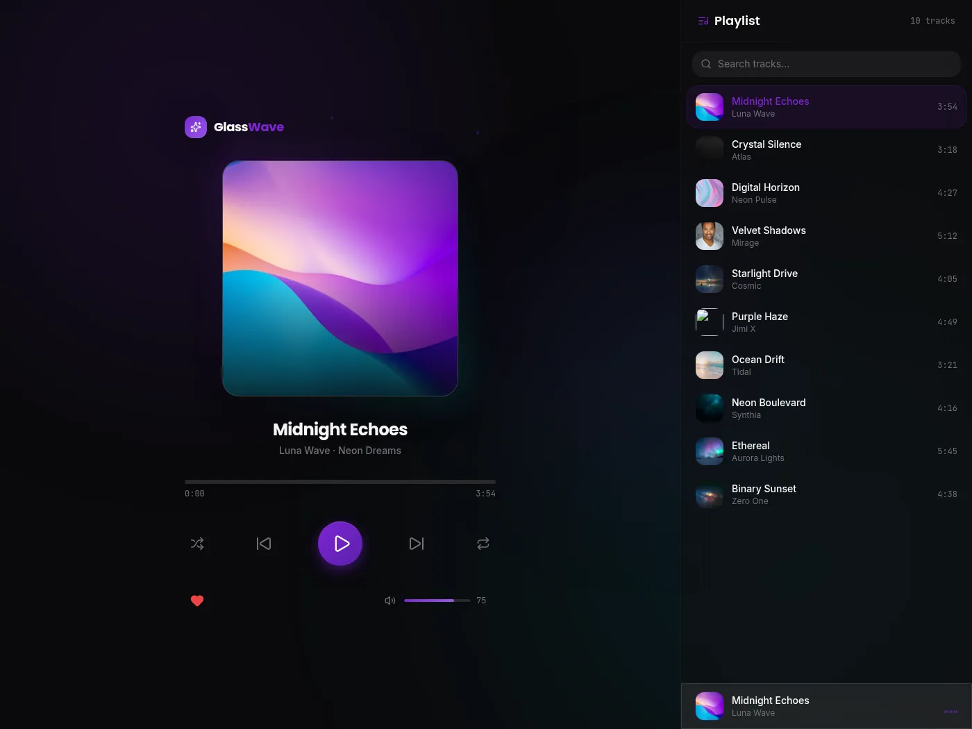 GlassWave Music Player