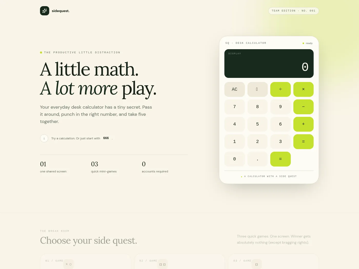 Secret Games Calculator