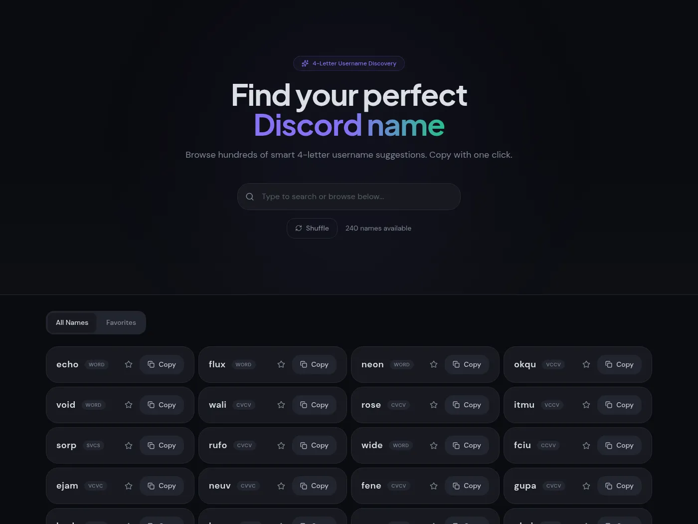 Discord Name Finder