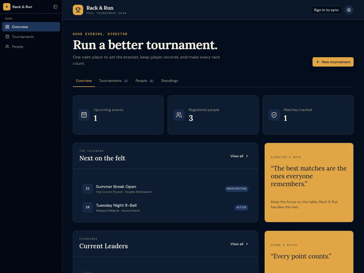 Pool Tourney Manager