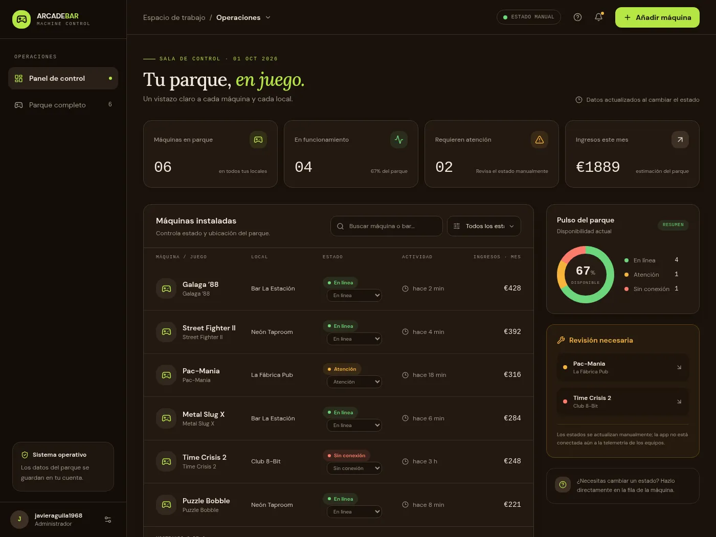 ArcadeBar Manager
