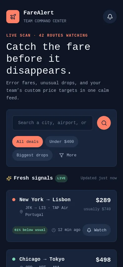 FareAlert Mobile
