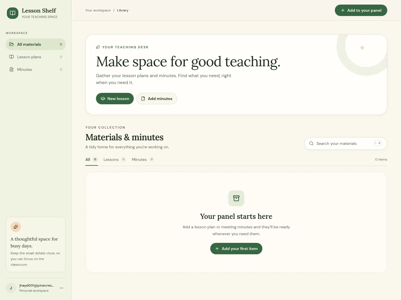 Lesson Panel Hub
