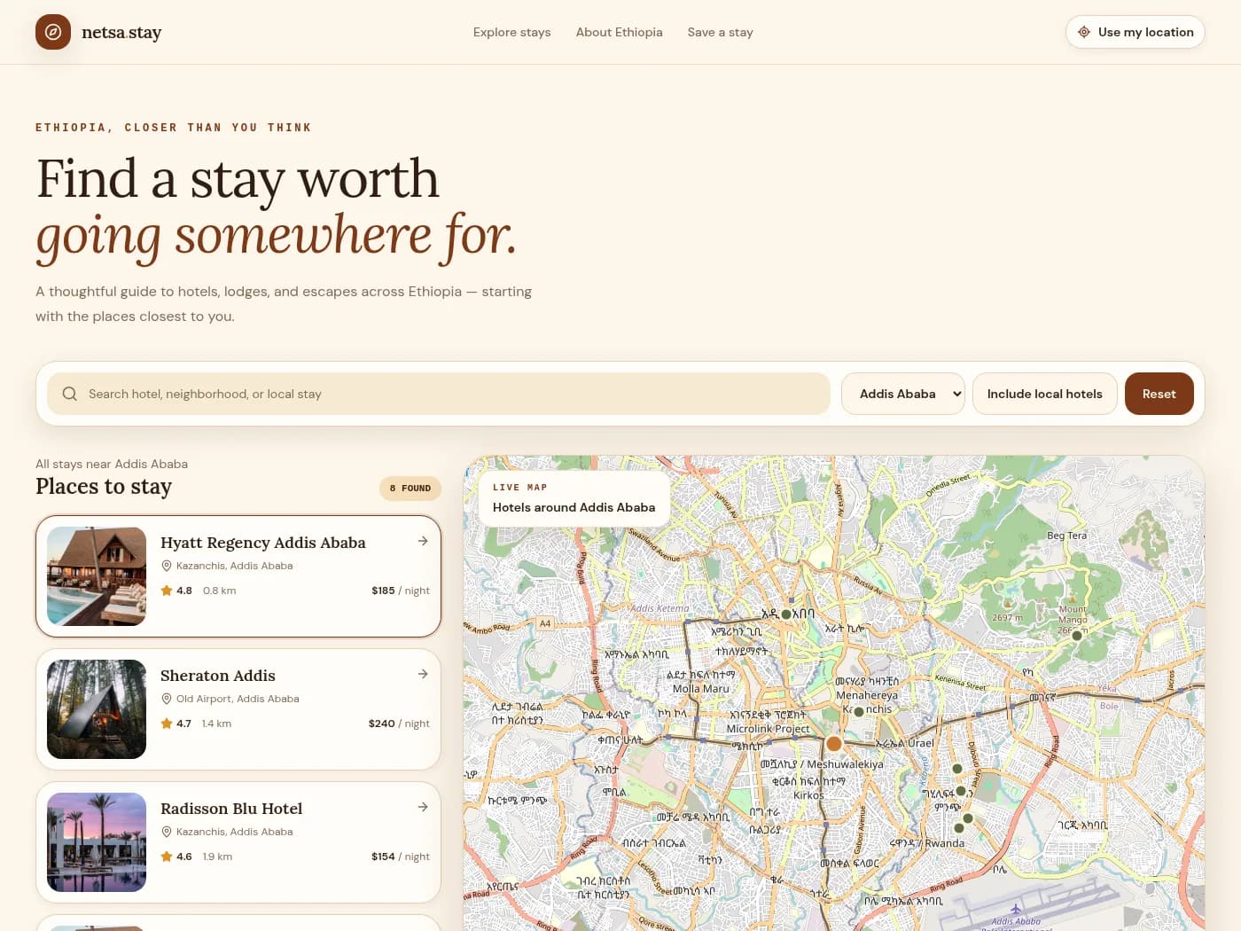 Ethiopia Hotel Finder