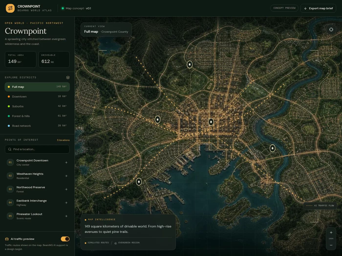 AI City Map for BeamNG