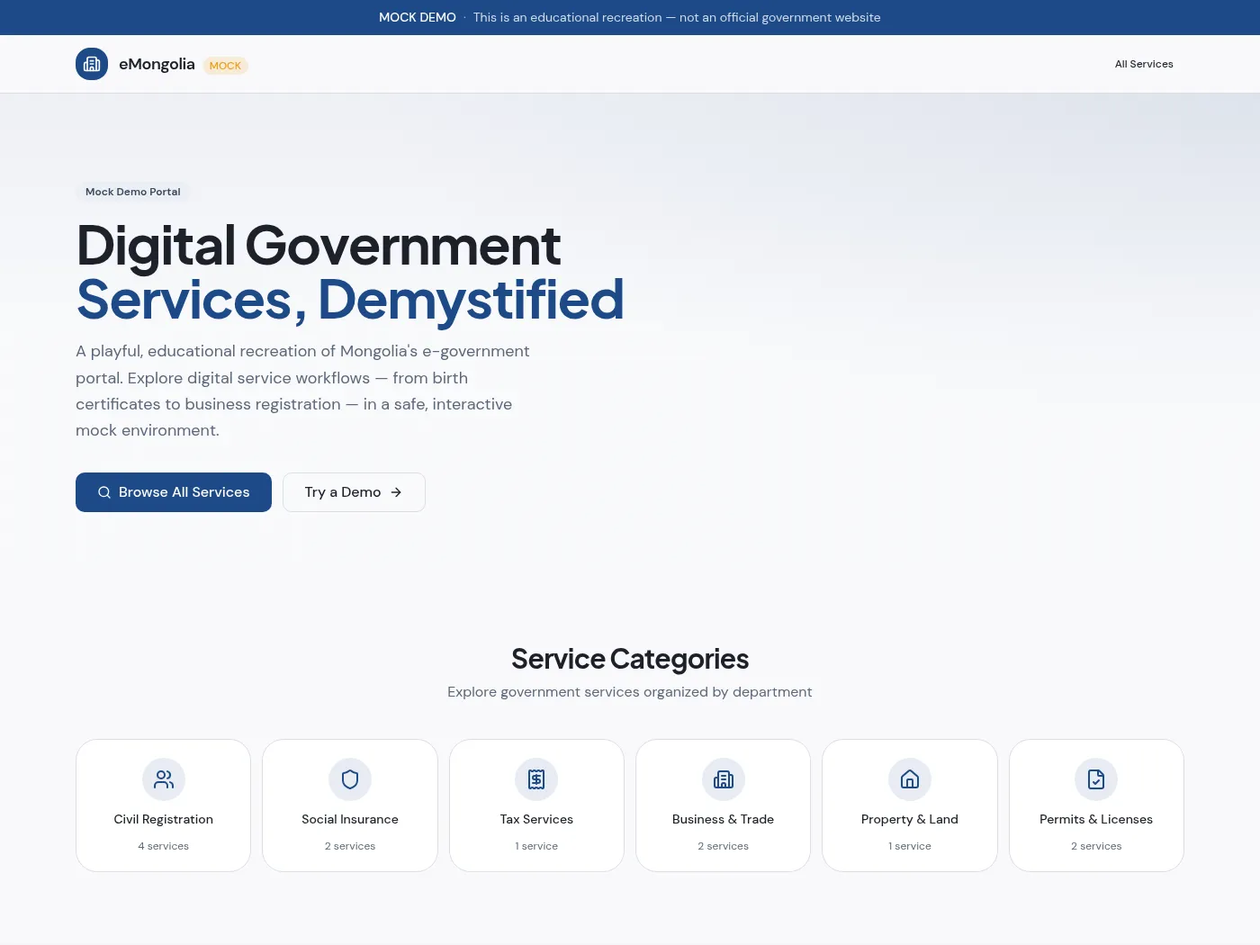 Mock eMongolia Portal