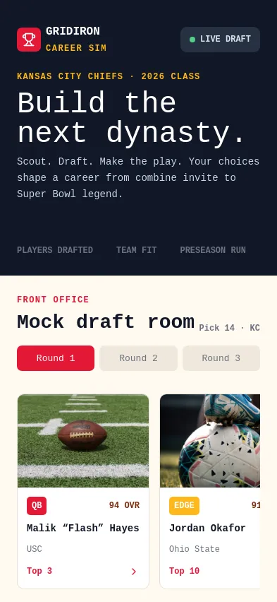 Gridiron Career Sim